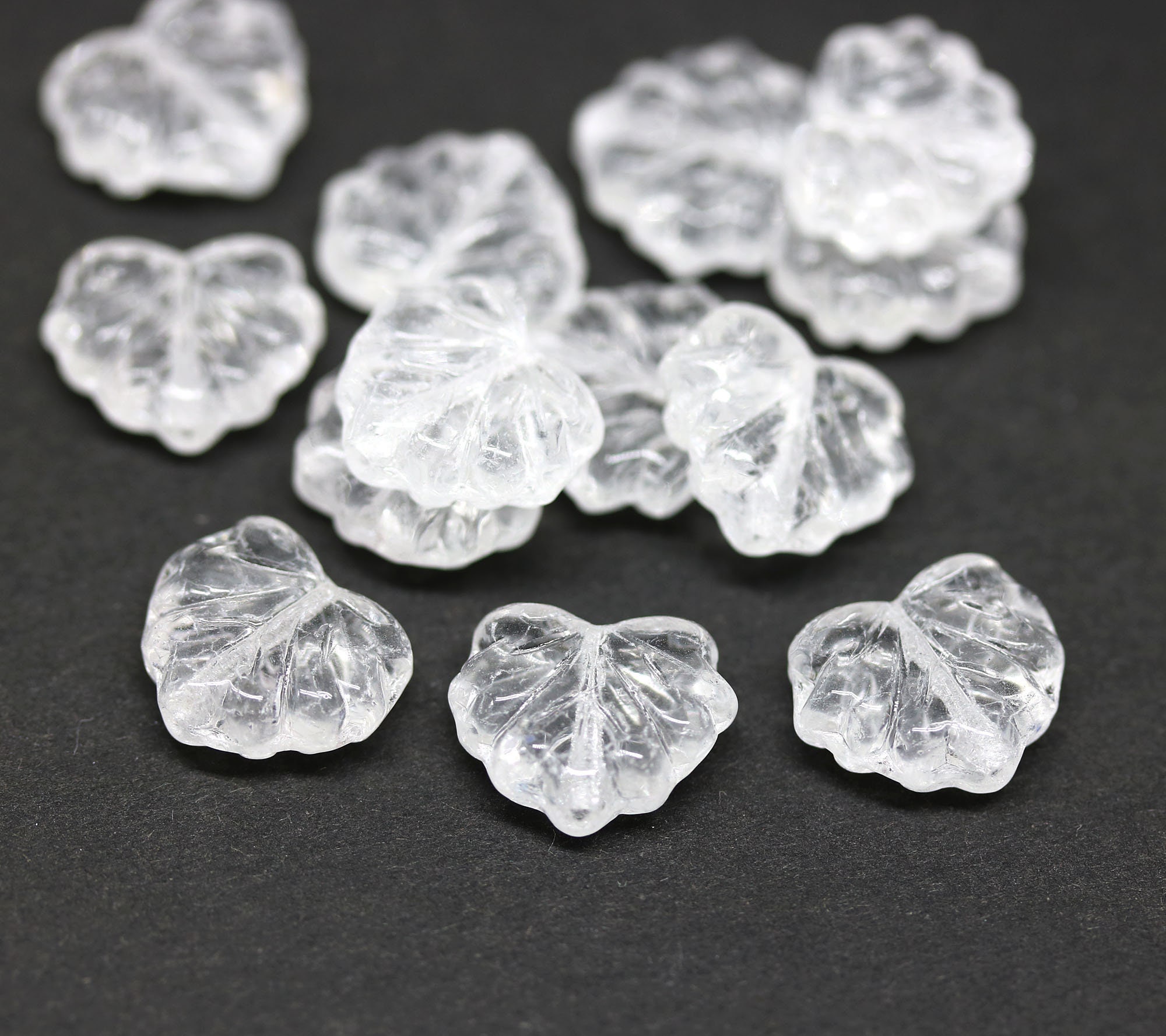 20pc Crystal Clear Fancy Maple Leaf Czech Glass Beads for - Etsy