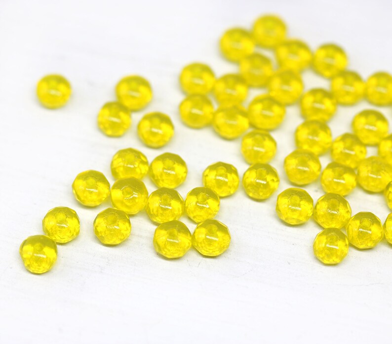 Transparent Yellow Czech Glass Beads Spacers Bright Yellow | Etsy