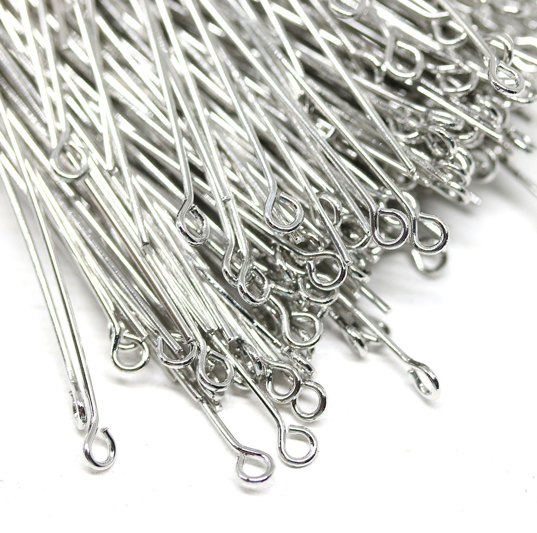 250pc Rhodium Dull Silver Eye Pin 2 Inch 21ga Wire Headpins - Etsy UK