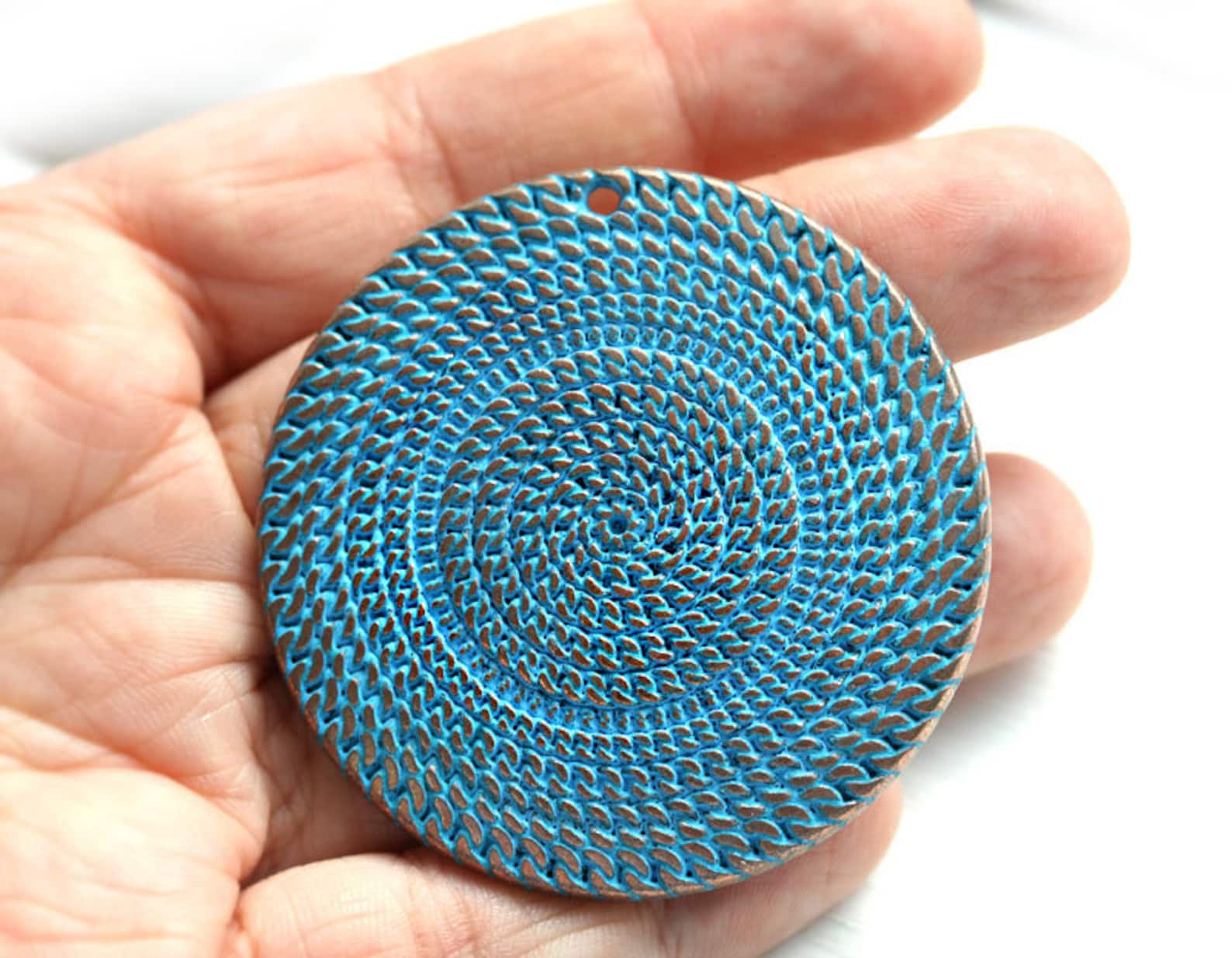50mm Extra Large Heavy Round Pendant Circle Disk Blue - Etsy