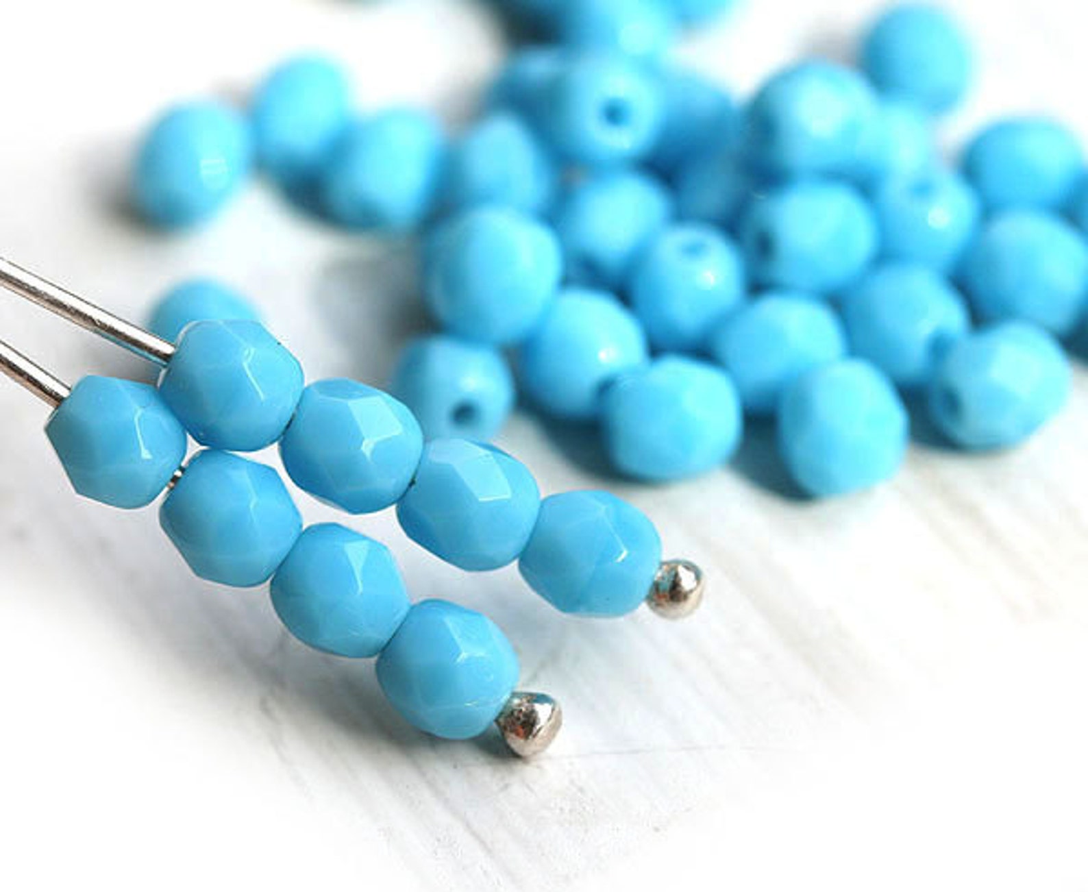 4mm Czech Glass Beads Fire Polished Blue Turquoise Faceted - Etsy