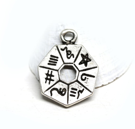 Antique Silver Primitive Pendant Heptagon Ancient Symbols - Etsy