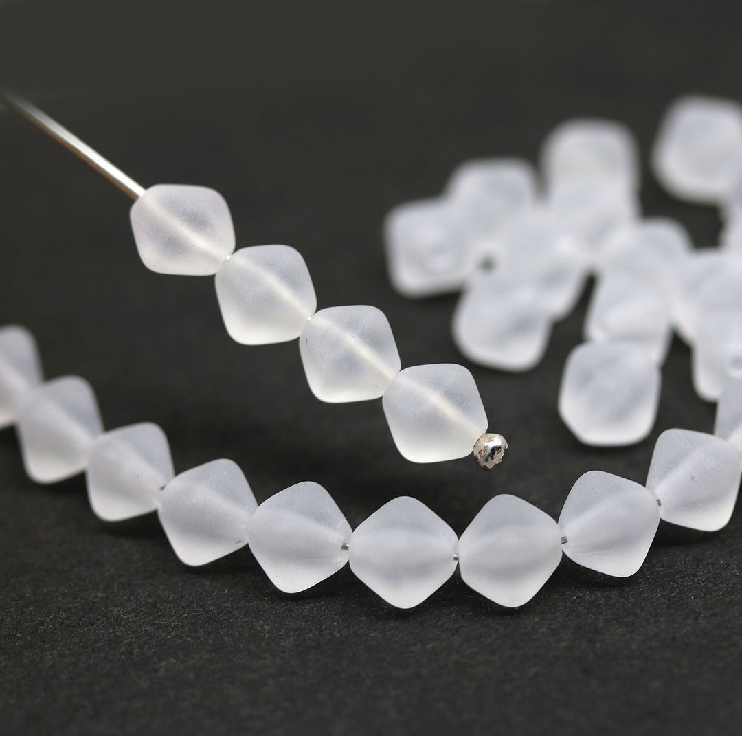 6mm Frosted Clear Glass Bicone Beads Czech Pressed Beads, 30pc - 1625 ...