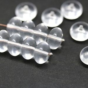 7x11mm Crystal Clear Puffy Rondelle Czech Glass Beads, Clear Large ...