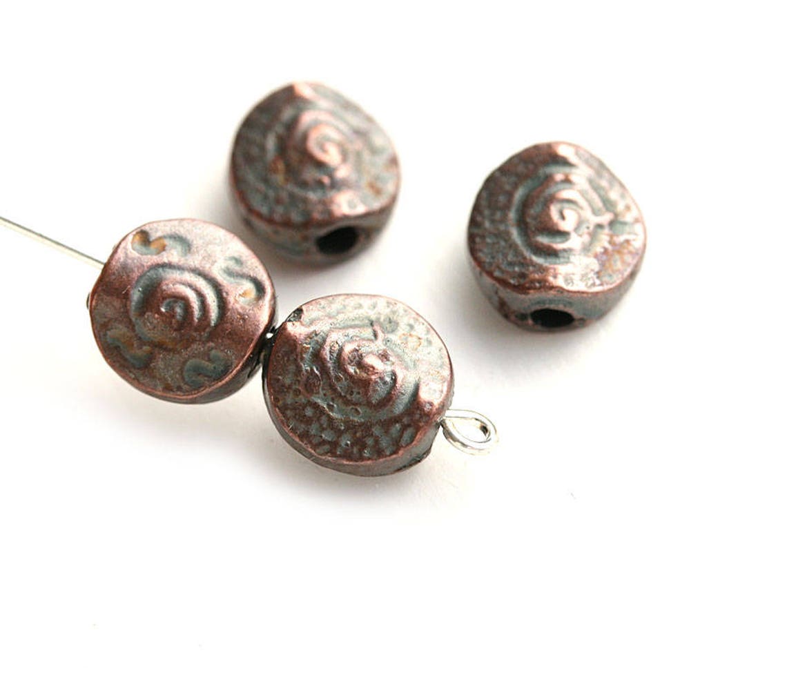 Antique Copper Spiral Metal Beads Round Greek Casting Beads | Etsy