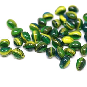 70pc Green Yellow Teardrops 5x7mm Czech Glass Top Drilled - Etsy