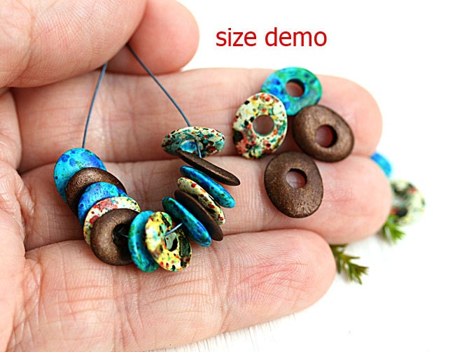 Earthy Colored Ceramic Rondelle Beads Greek Cornflake Beads - Etsy