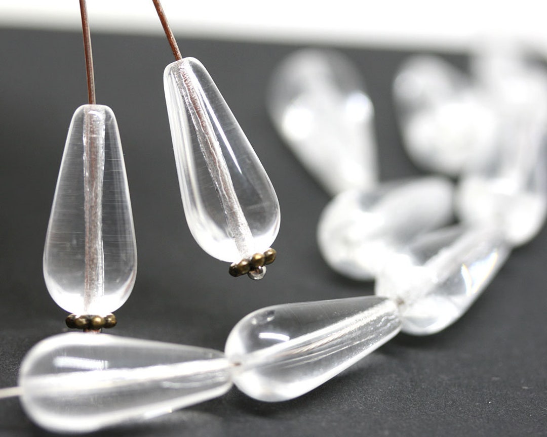Crystal Clear Pear Shape Teardrop Czech Glass Beads 20x9mm Long Drop ...