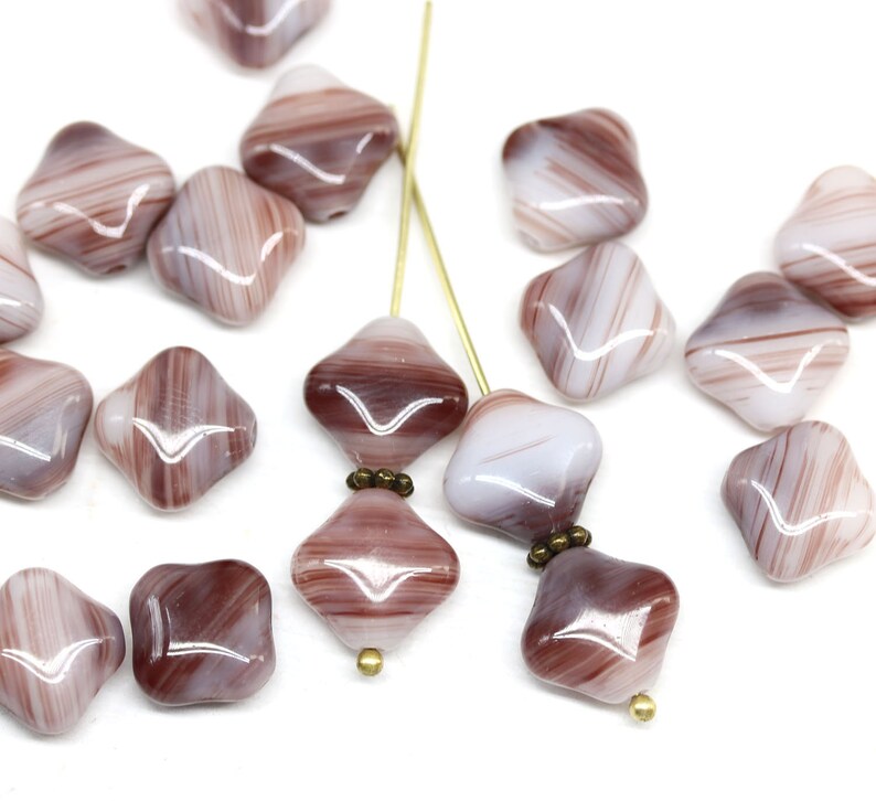 12mm Rhombus Diamond Shape Czech Glass Beads Purple Brown - Etsy