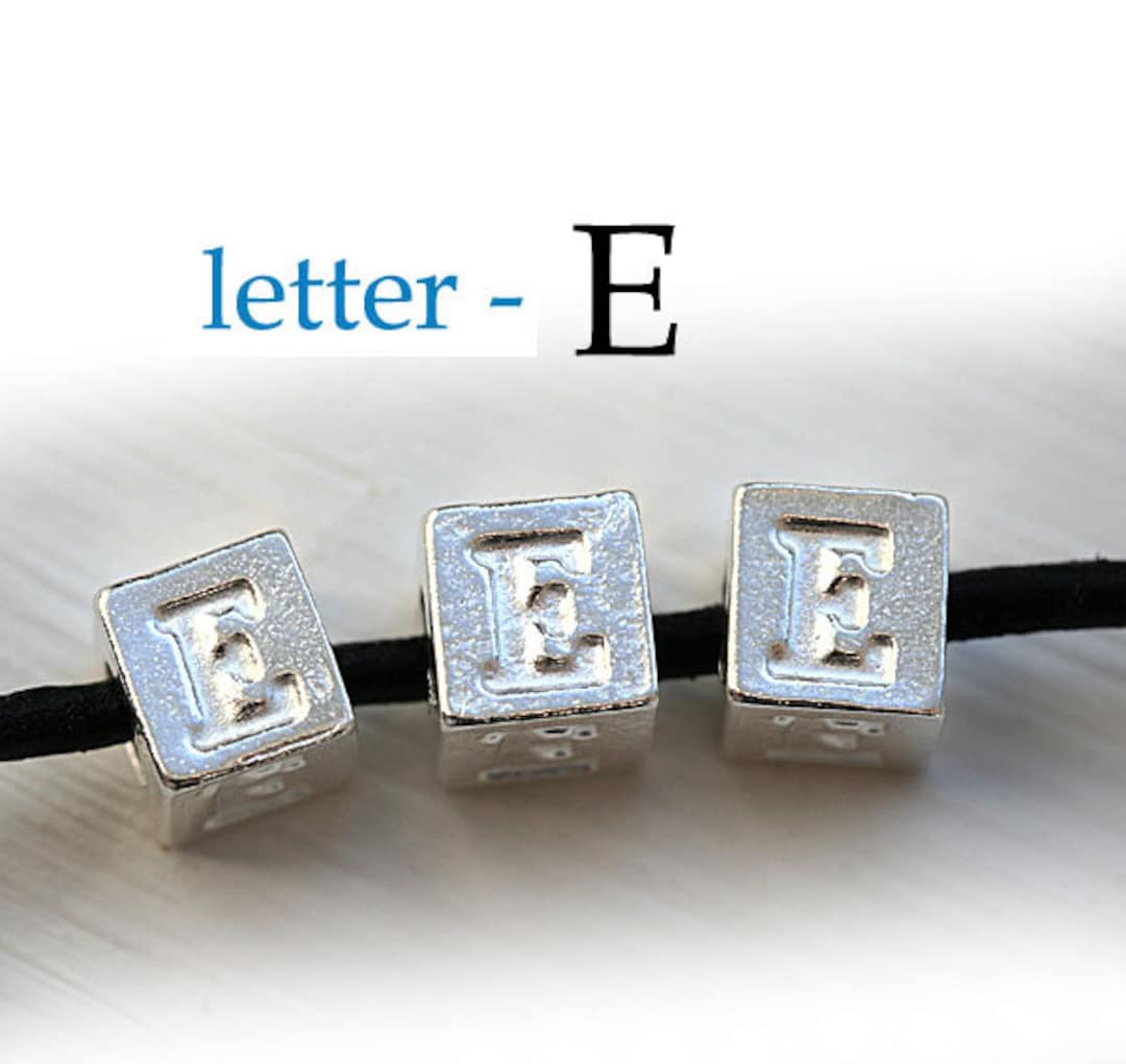 Silver Letter E - Alphabet Beads, 7mm, Greek Metal Casting, Cube Beads ...