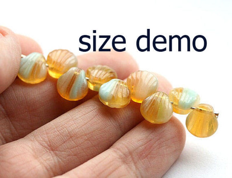 Blue Glass Shell Beads 9mm Czech Blue Seashells DIY Beach - Etsy