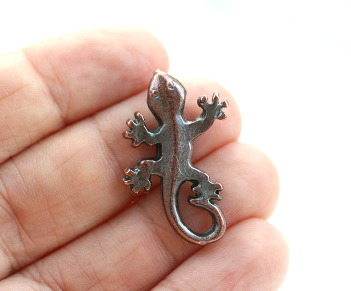 Copper Lizard Pendant Antique Copper Gecko Metal Charm Greek | Etsy
