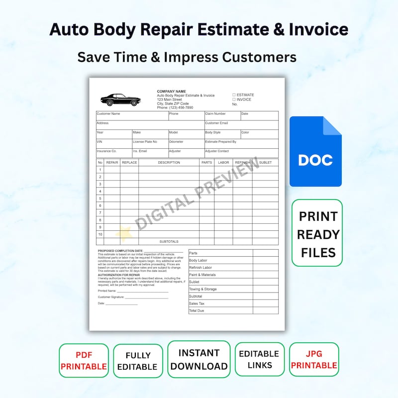 Automotive Quote Template - Etsy UK