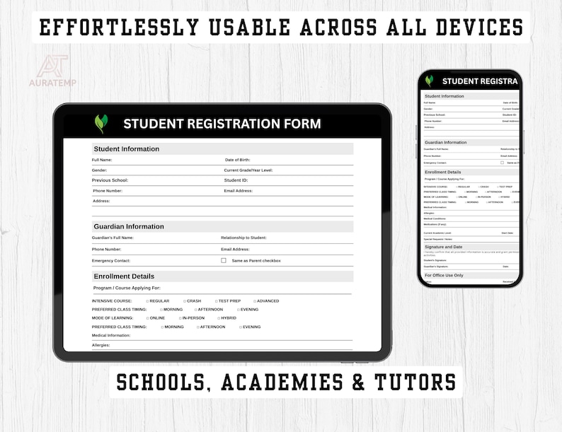 Editable Canva Student Registration Form, Printable Enrollment Form ...