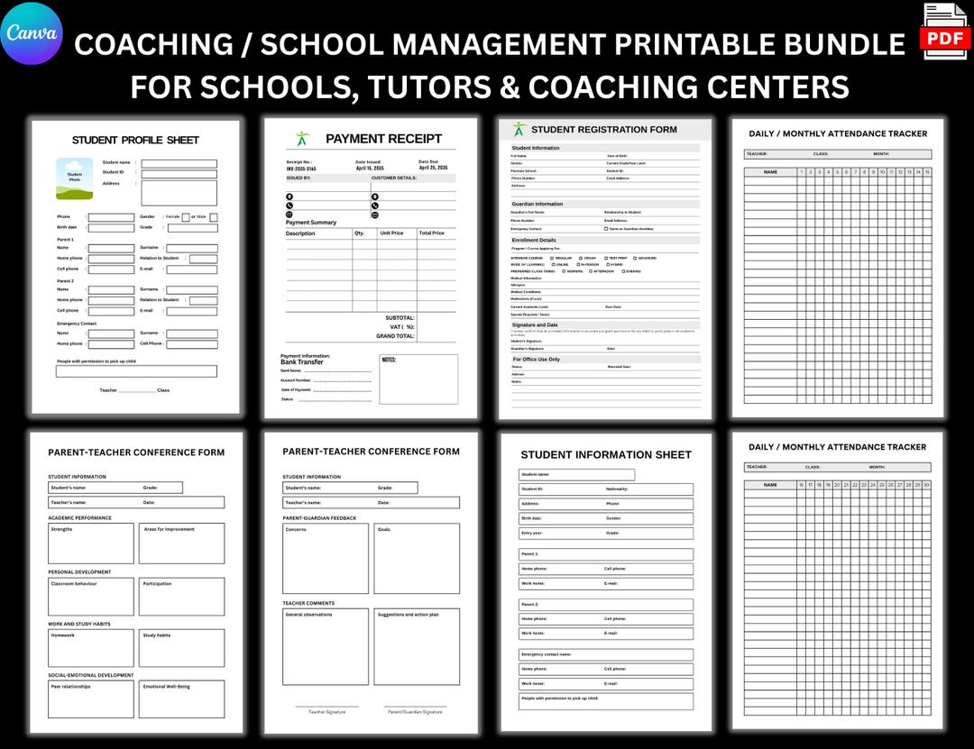 Registration Form Bundle Canva Template | School Forms, Enrollment Form ...