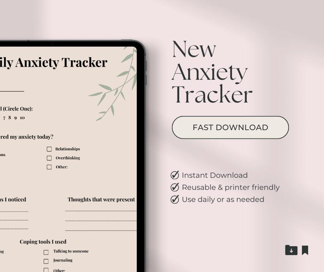 Anxiety Tracker Printable | Daily Anxiety Log | Mental Health Planner ...