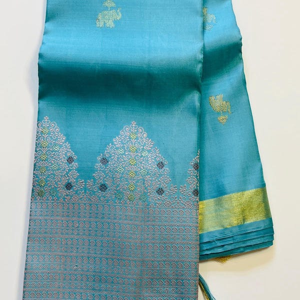 Turquoise Blue Saree - Etsy