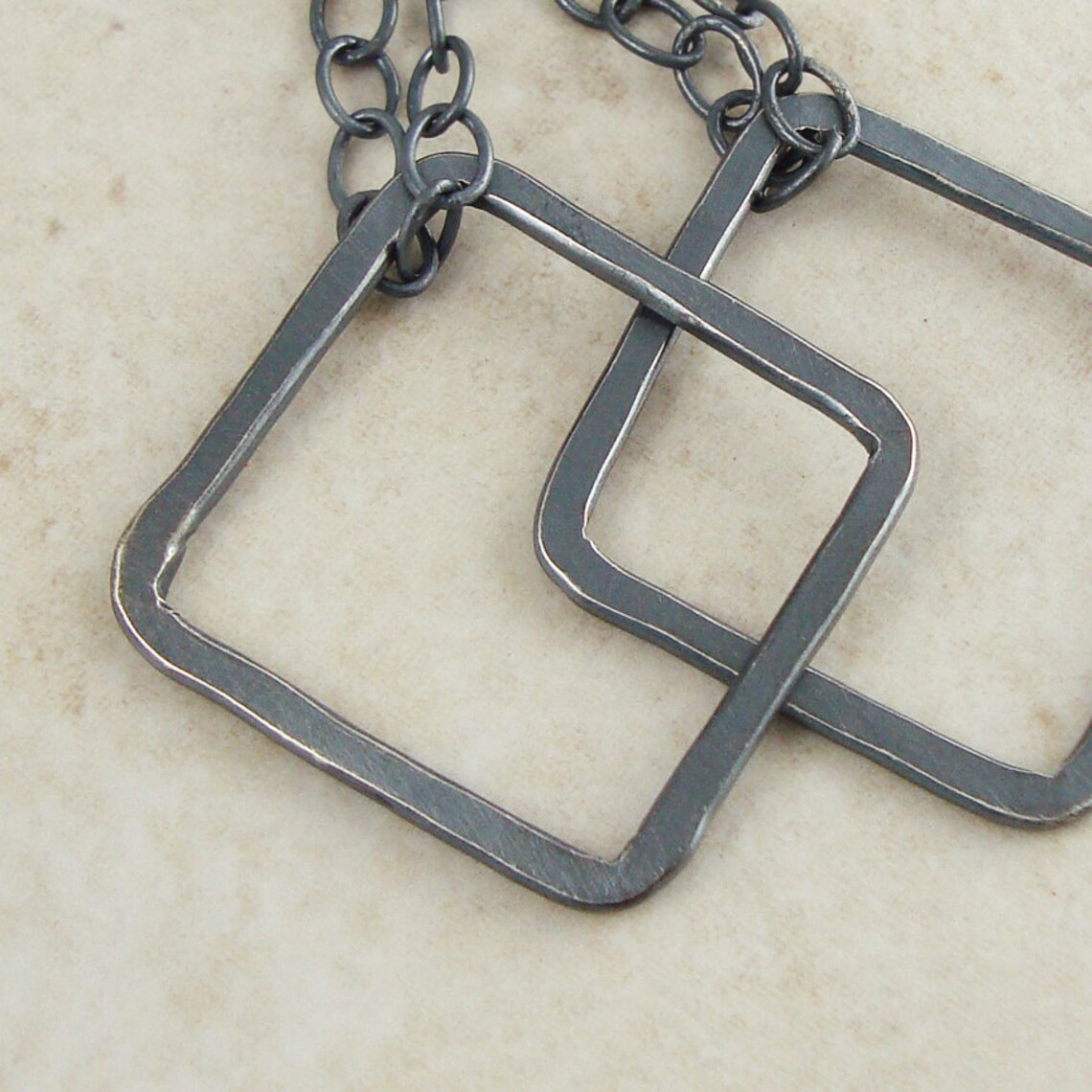 Silver Square Hoop Earrings Square Dangle Earrings Sterling Silver ...