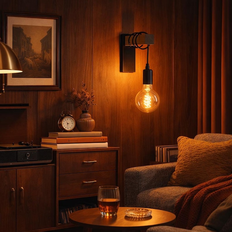 Retro Wood Wall Lamp | Industrial Wall Sconce | E27 Wall Light Fixture ...