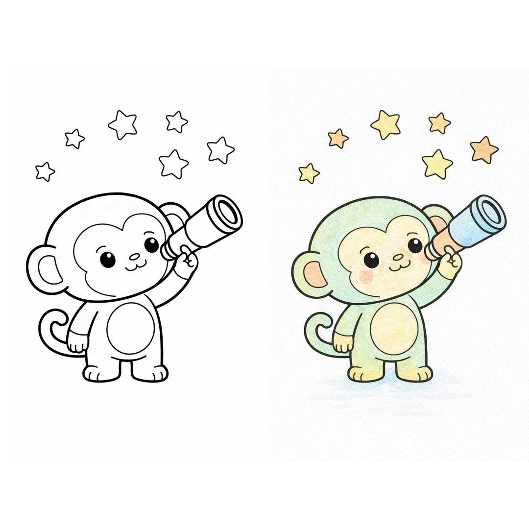 Monkey Coloring Book Printable PDF, Cute Monkey Activity Pages for Kids ...