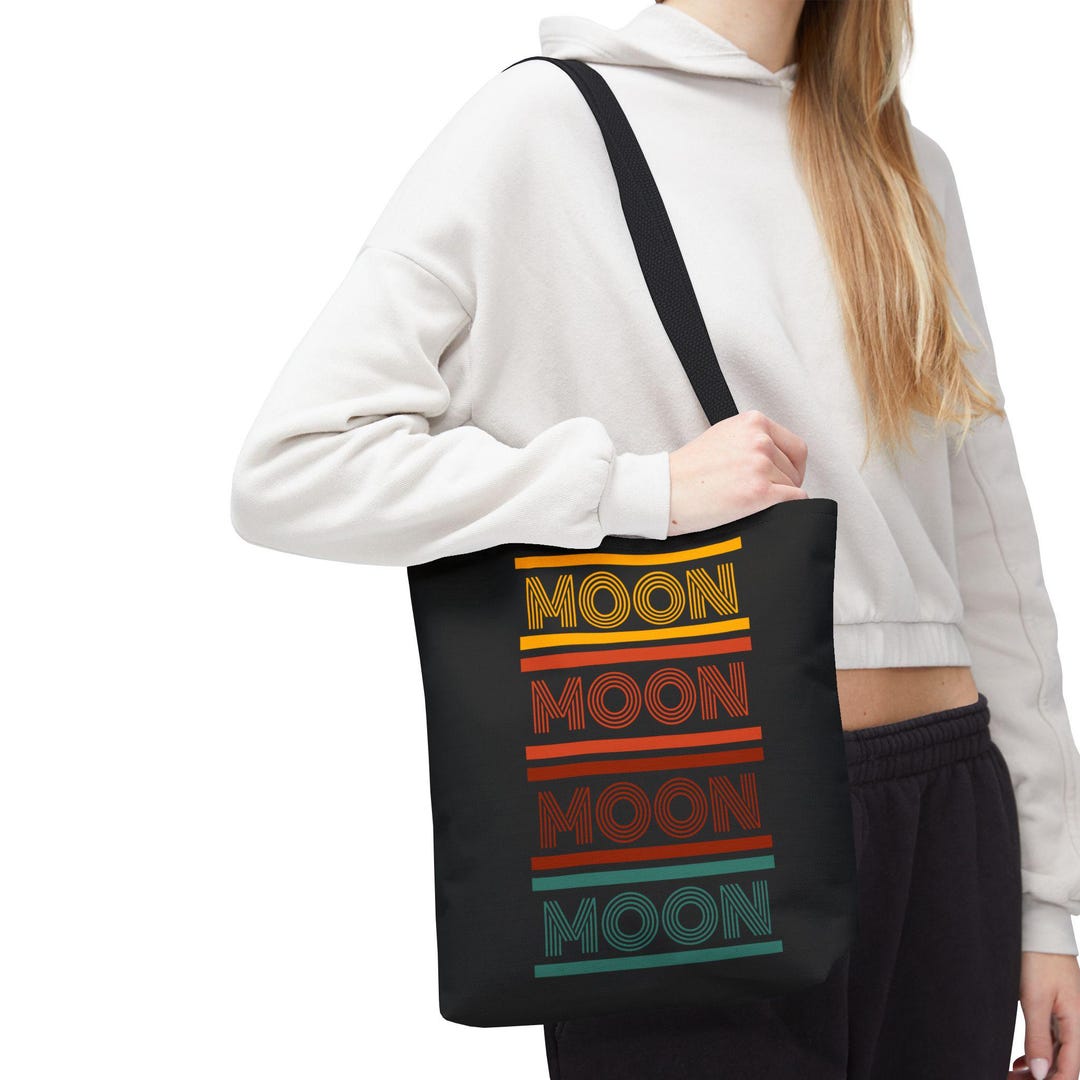 Retro 'MOON' Stack Tote Bag | Vintage Color Block Typography - Etsy