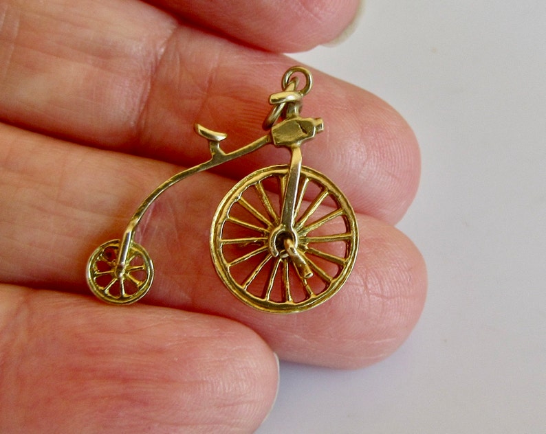 Nuvo 9ct Gold Penny Farthing Cycle Charm Moves | Etsy