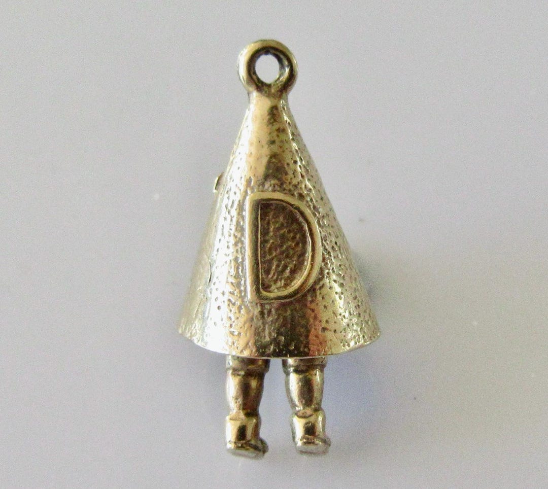 9ct Gold D for Dunce Hat With Face Moving Charm - Etsy