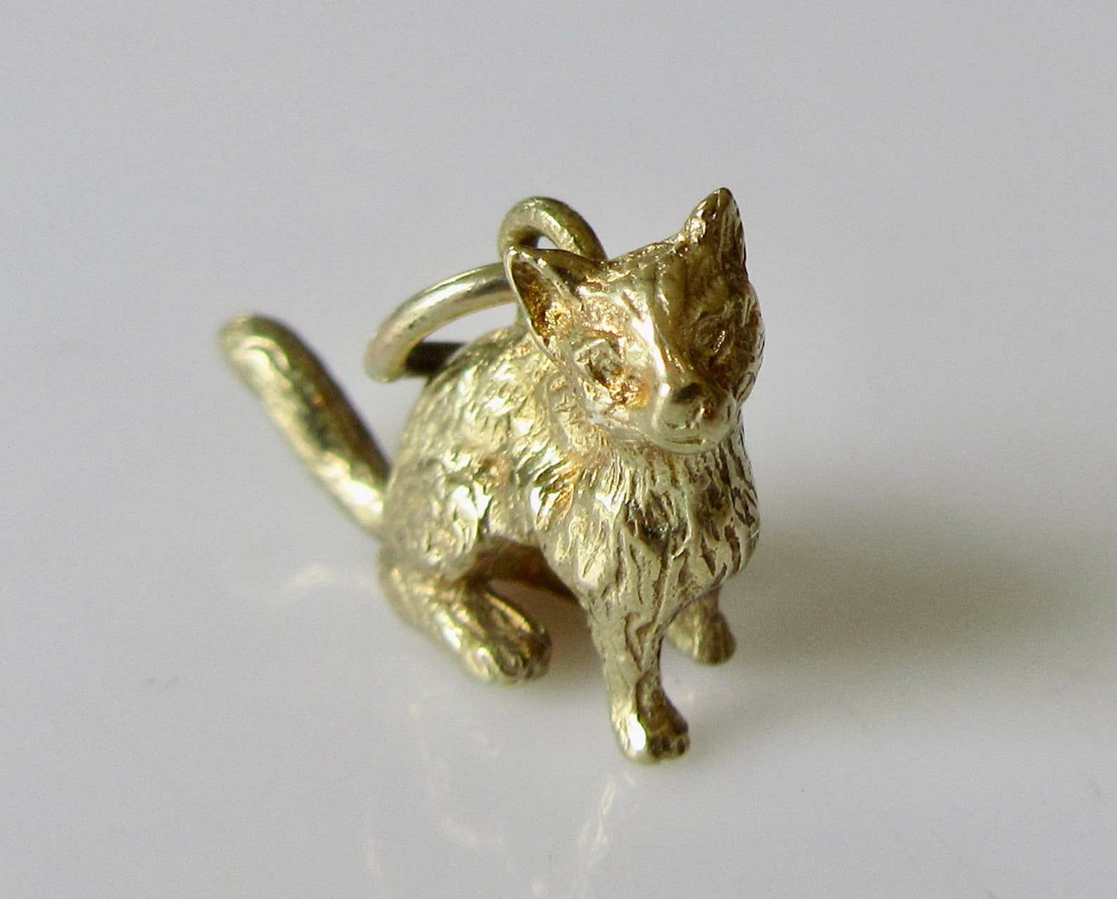 Solid 9ct Gold Cat Charm or Pendant | Etsy