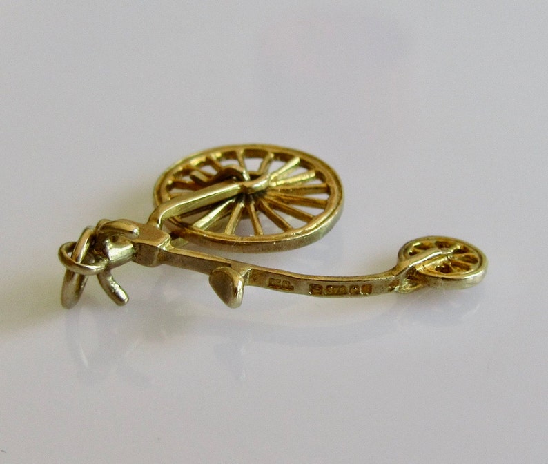 Nuvo 9ct Gold Penny Farthing Cycle Charm Moves | Etsy