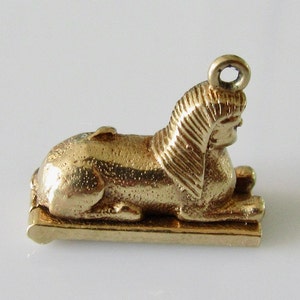 Vintage 9ct Gold Sphinx and Enamel Mummy Opening Charm - Etsy