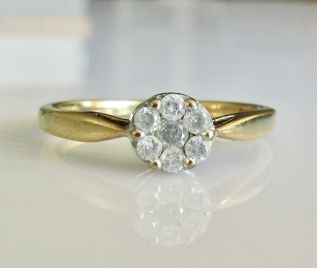 Vintage 9ct Gold and Diamond Circle Ring - Etsy