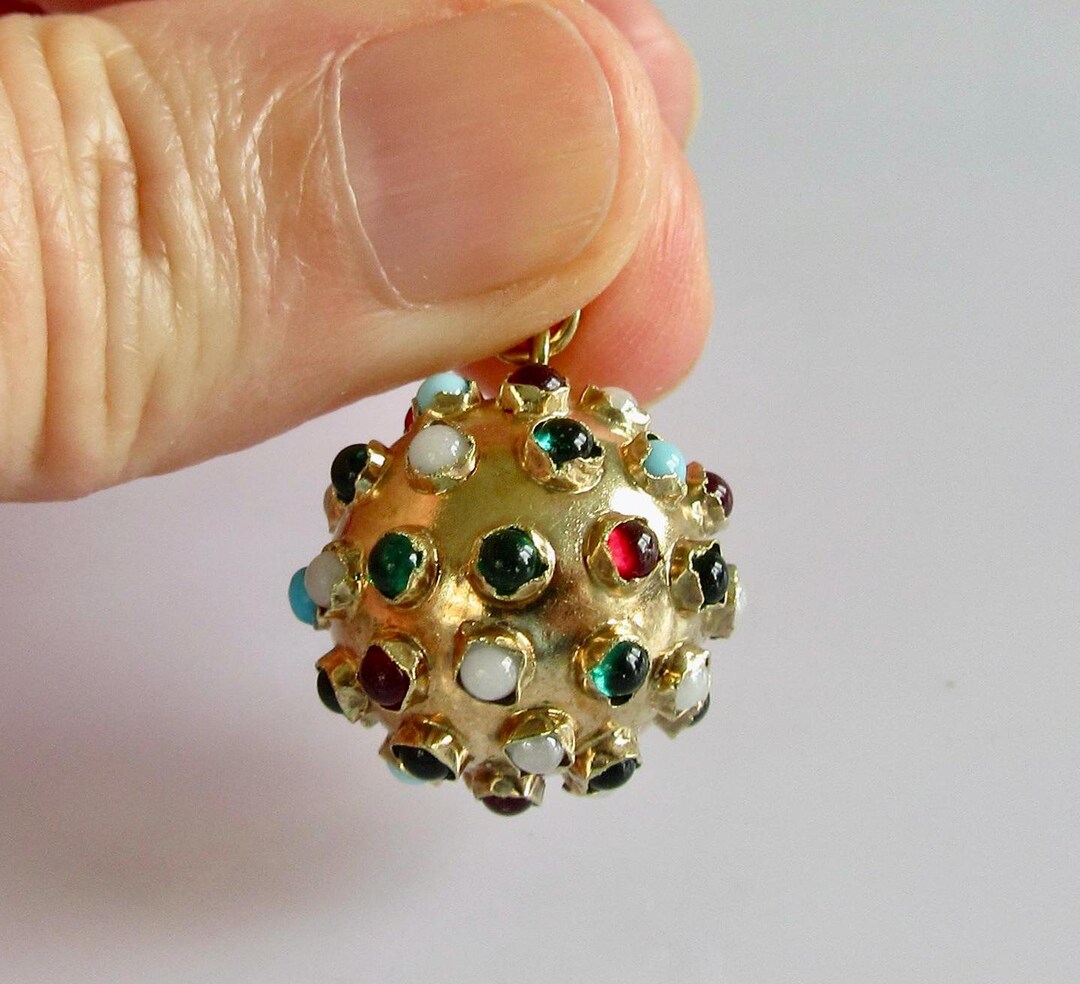 Large 9ct Gold Orb or Disco Ball Gem Set Charm or Pendant - Etsy