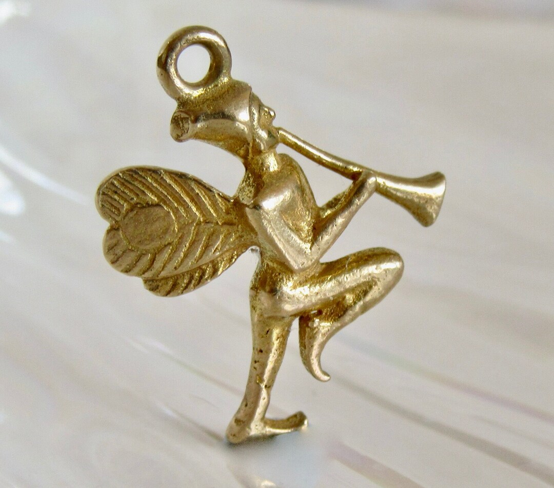 9ct Gold Bugle Fairy Charm or Pendant - Etsy