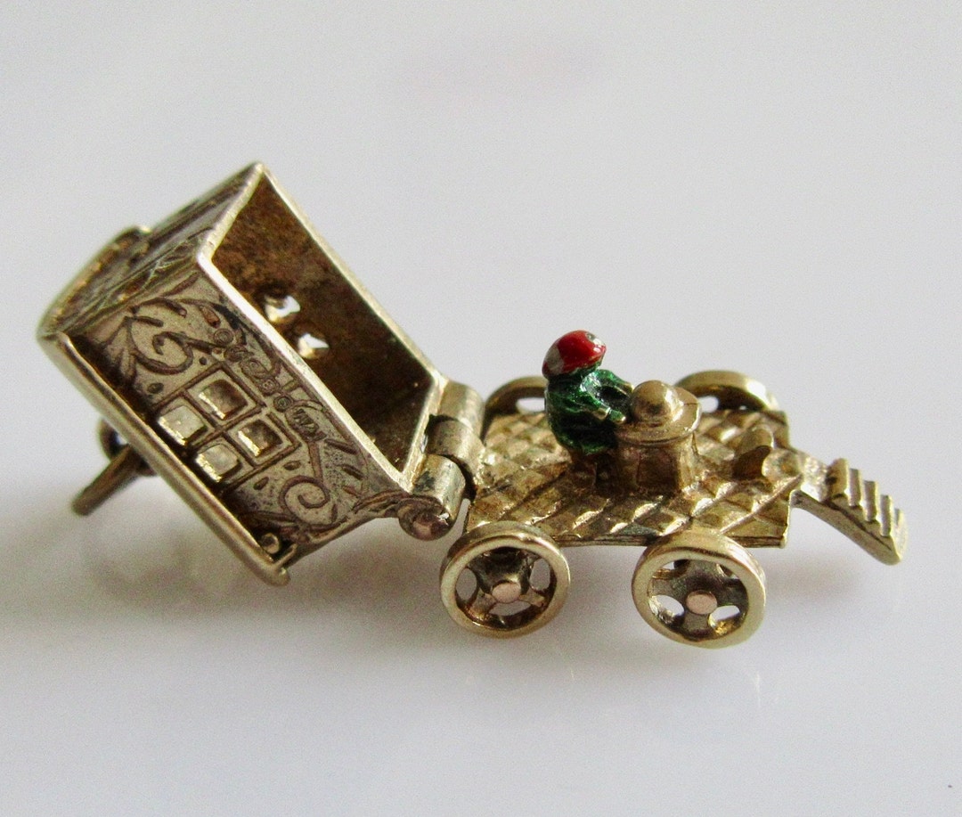 Gypsy Caravan and Fortune Teller 9ct Gold Enamel Opening Charm - Etsy