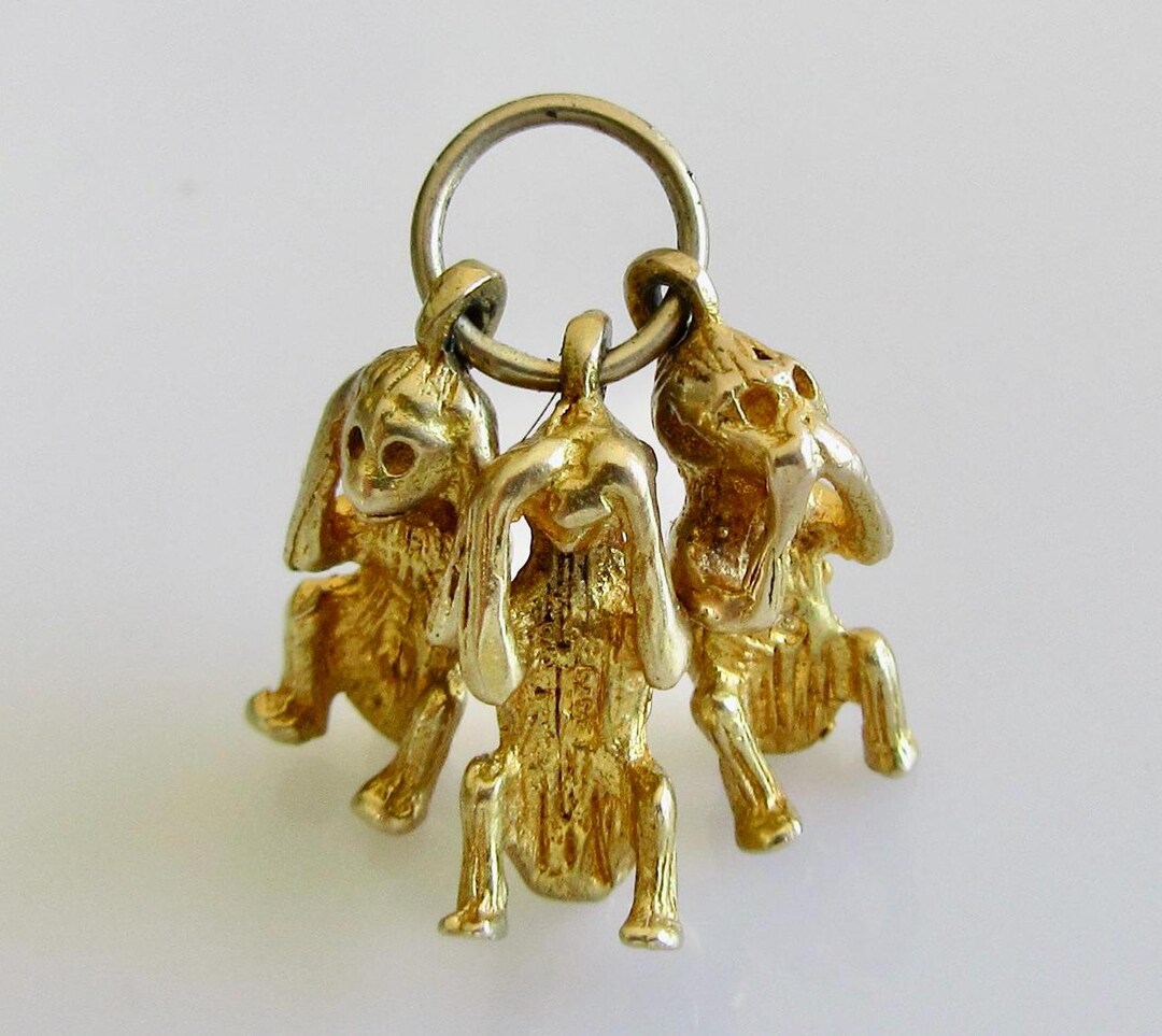 Solid 9ct Gold Three Wise Monkeys Charm or Pendant - Etsy