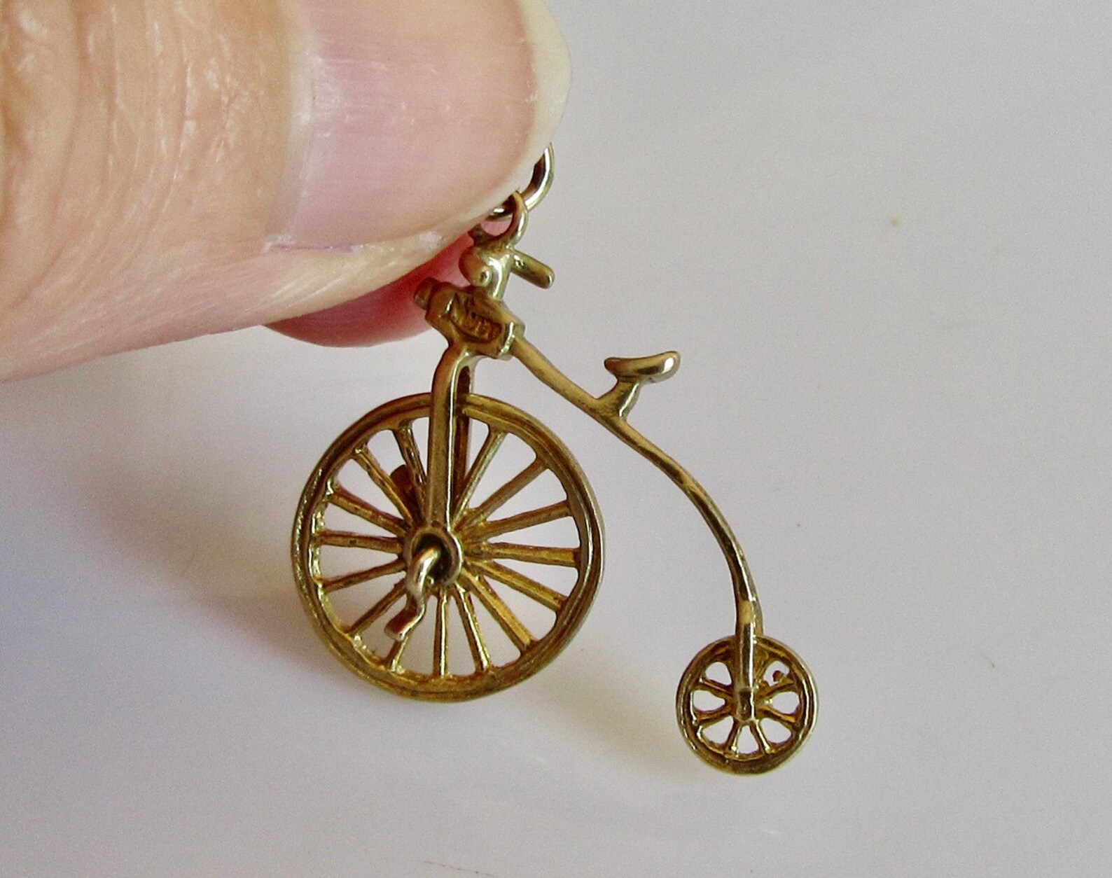 Nuvo 9ct Gold Penny Farthing Cycle Charm Moves | Etsy
