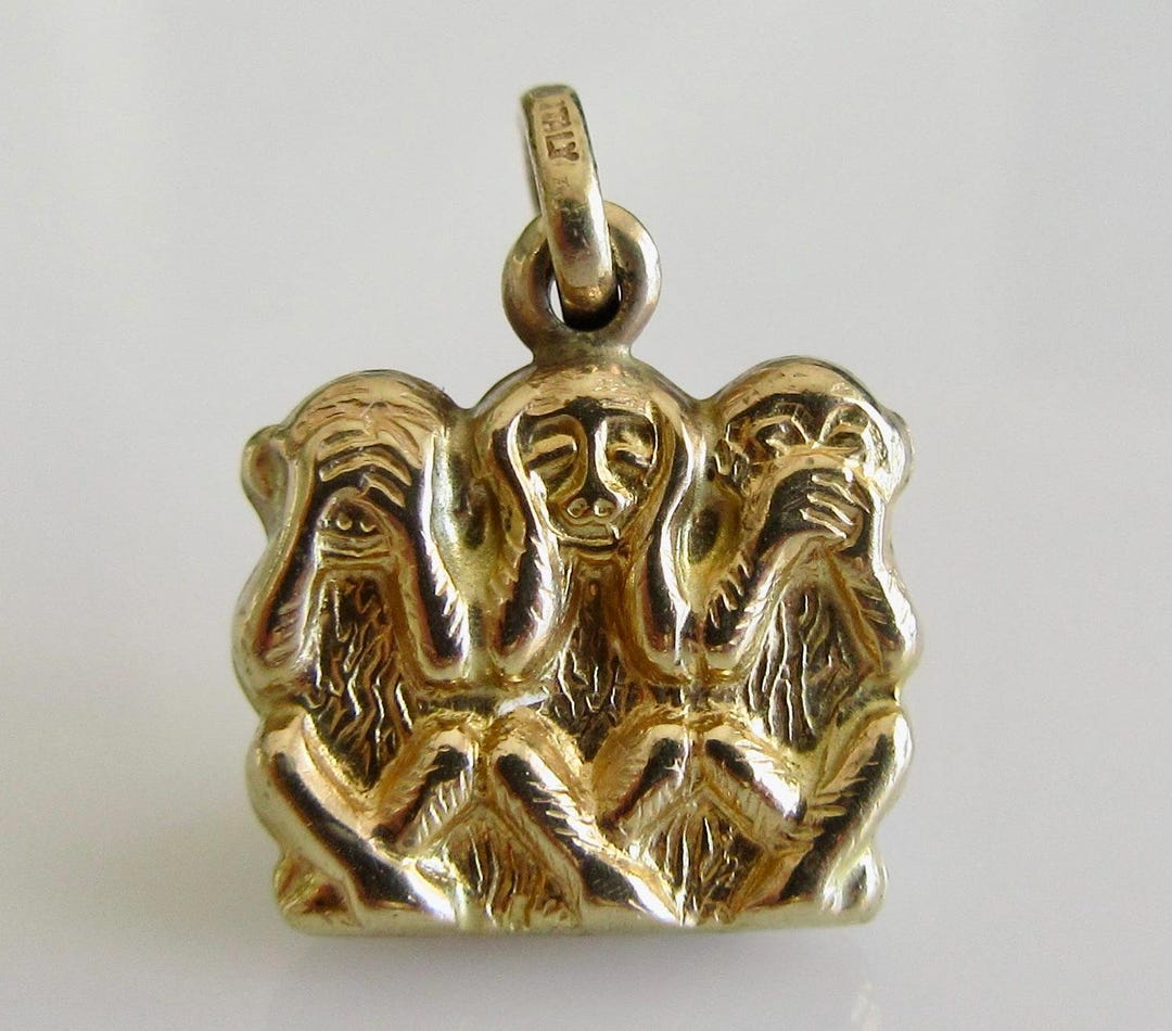 Vintage 9ct Gold Three Wise Monkeys Charm or Pendant - Etsy