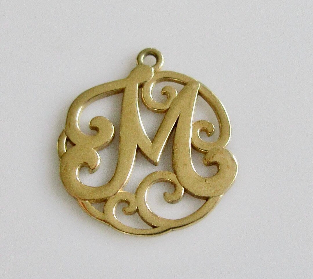 Vintage 9ct Gold Initial M Pendant or Charm - Etsy