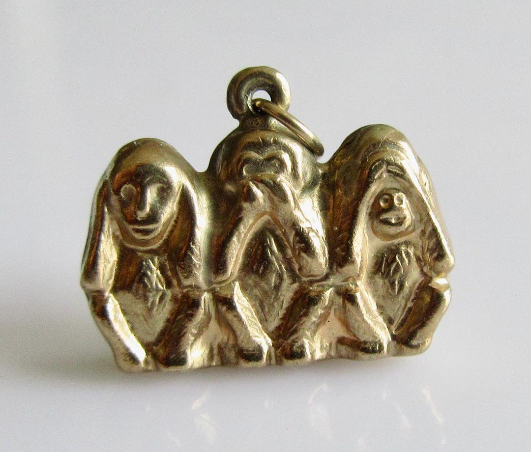 Vintage 9ct Gold Three Wise Monkeys Charm or Pendant - Etsy