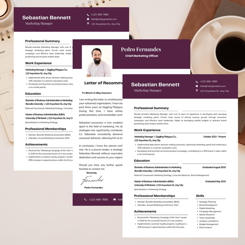 Professional Resume Template With Cover Letter, ATS Friendly Resume ...