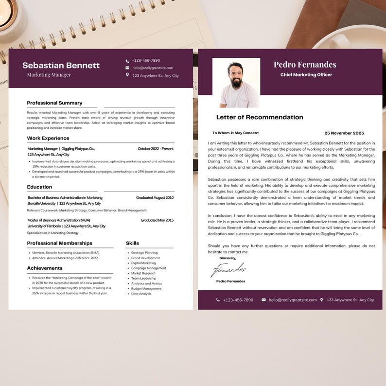 Professional Resume Template With Cover Letter, ATS Friendly Resume ...