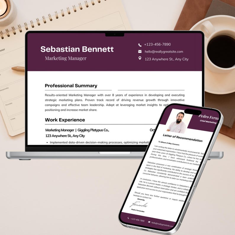 Professional Resume Template With Cover Letter, ATS Friendly Resume ...