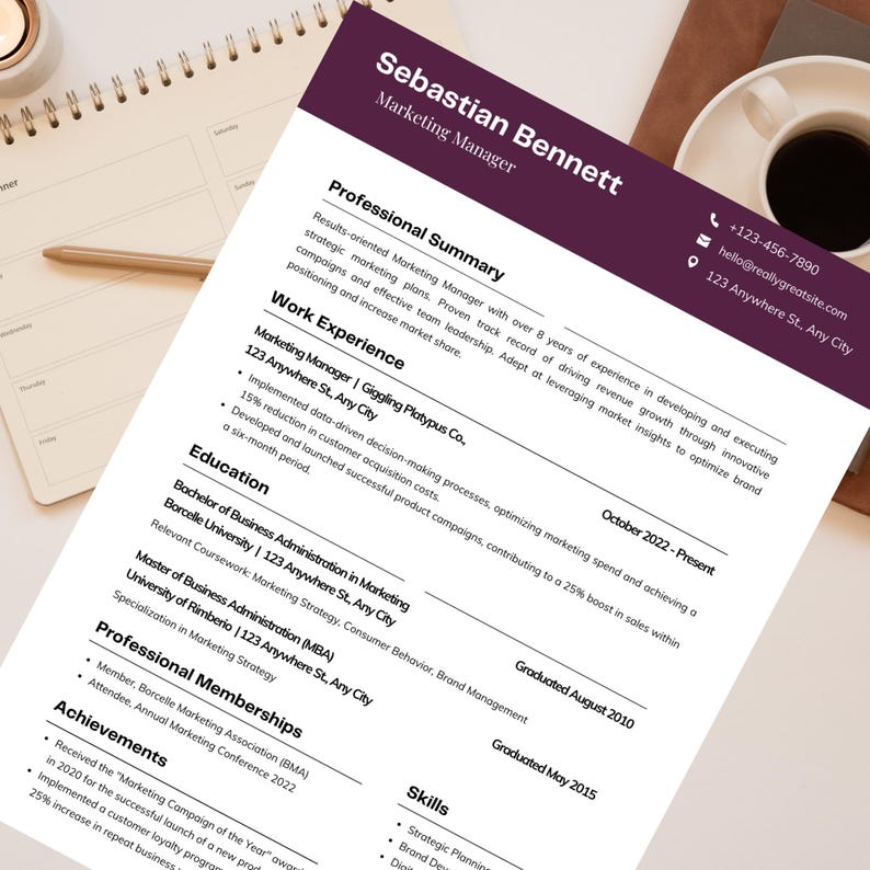 Professional Resume Template With Cover Letter, ATS Friendly Resume ...