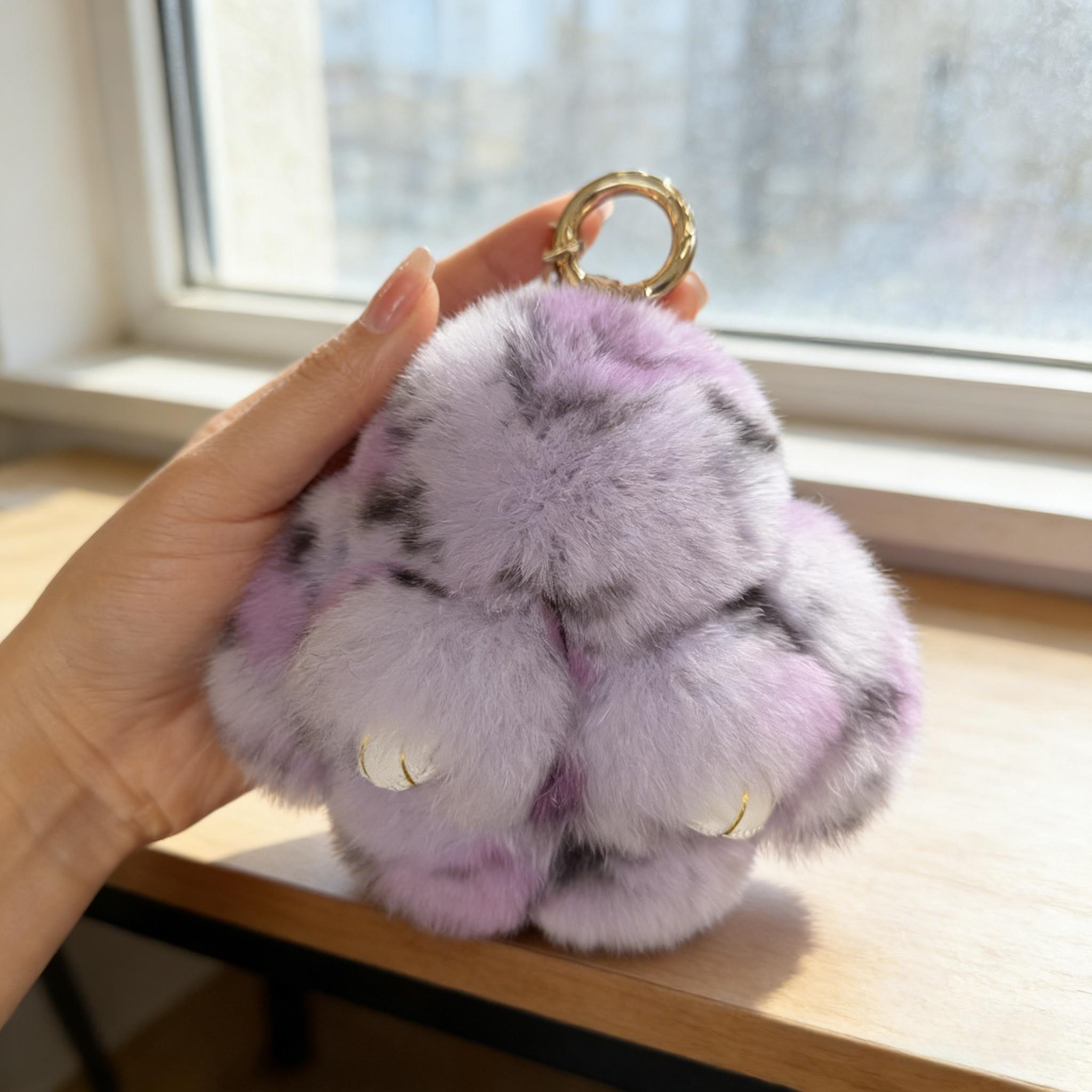 Fluffy Bunny Keychain – Rabbit Bag Charm Keyring | Plush Bag Accessory ...