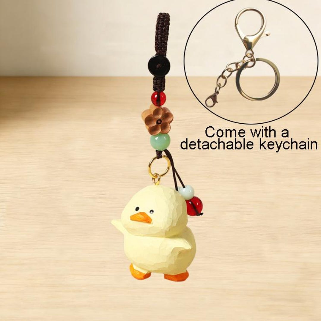 Handmade Wooden Carving Duck Car Keychain,phone Strap,bag Pendants,hand ...