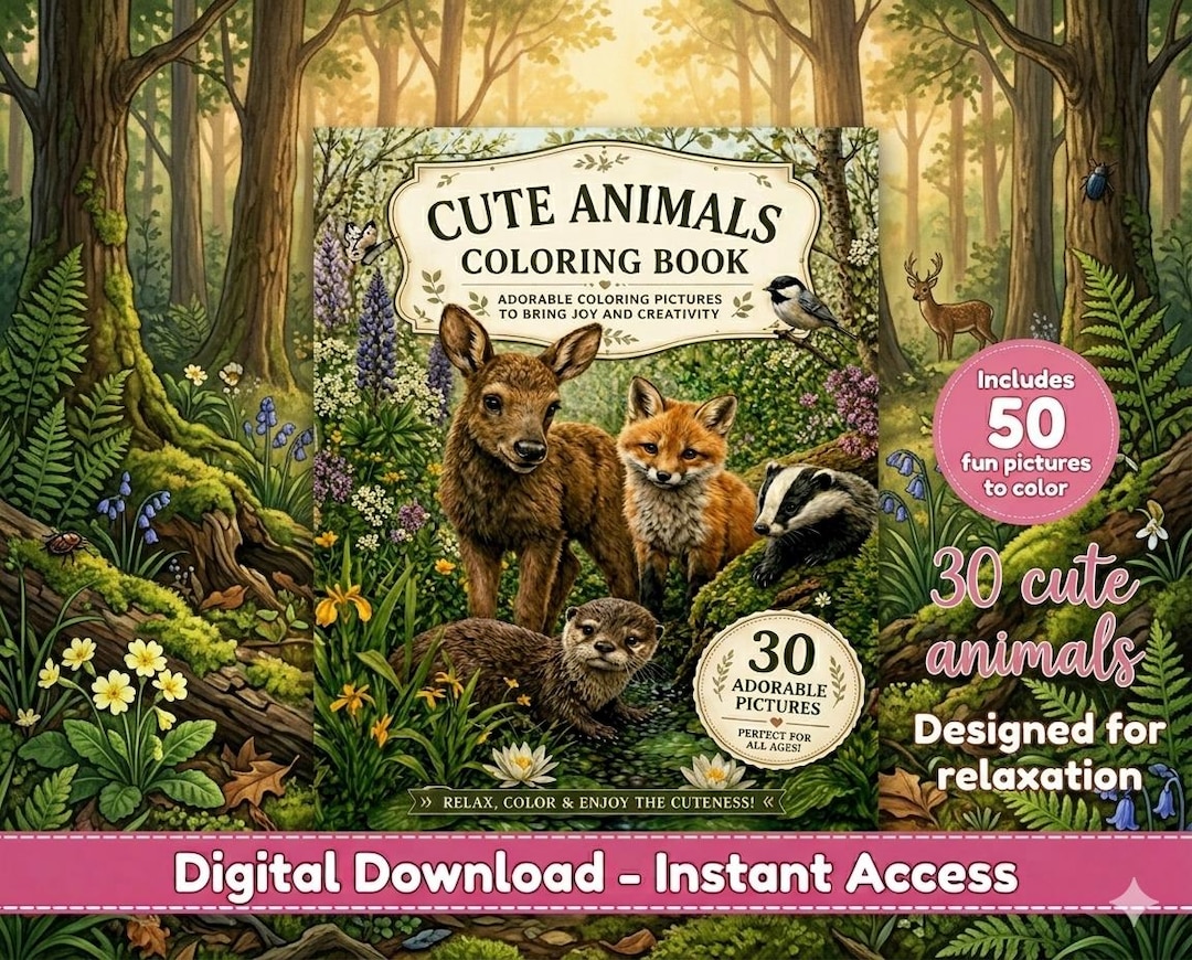 30 Sketch Style Animal Coloring Pages – Kids Printable PDF (digital ...