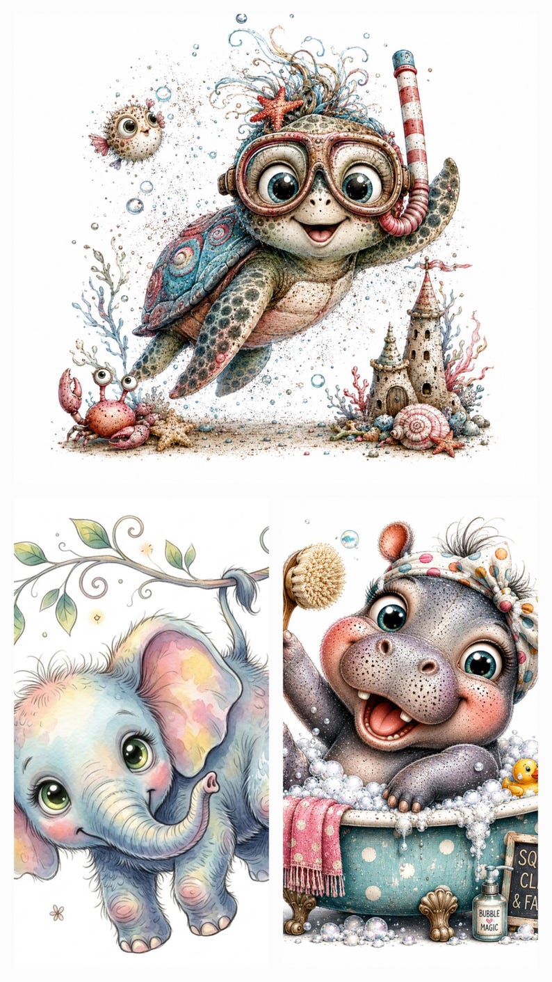 Whimsical Animals Clipart Bundle | Watercolor Woodland Fantasy ...