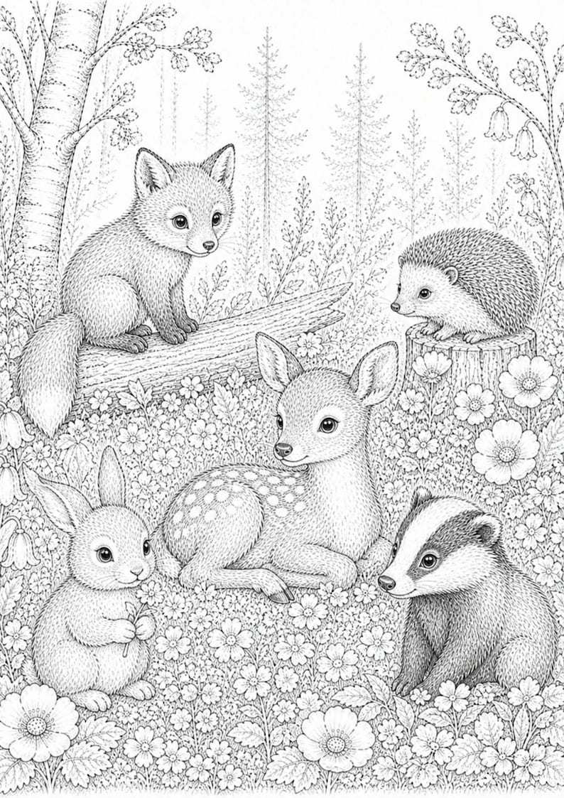 30 Sketch Style Animal Coloring Pages – Kids Printable PDF (digital ...