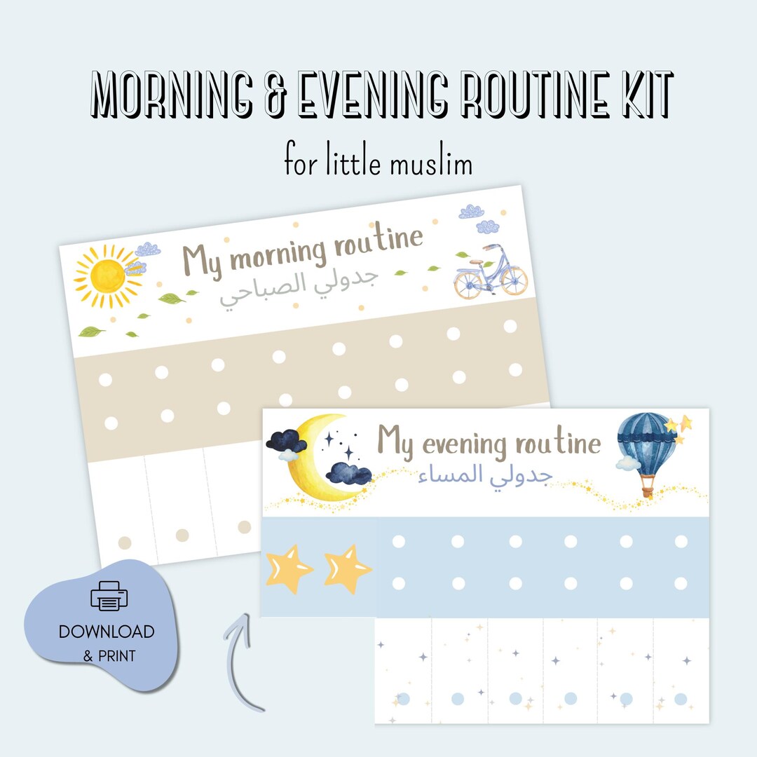Muslim Kids Routine Chart – Printable Morning & Night Schedule - kids ...