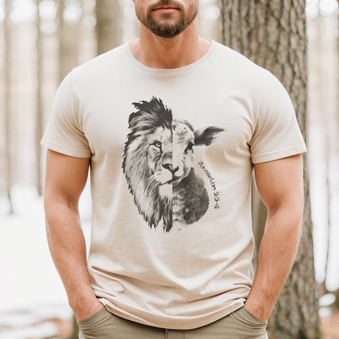 Lion Lamb T-shirt, Revelation 5:5-6 Christian T Shirt, the Lion of ...